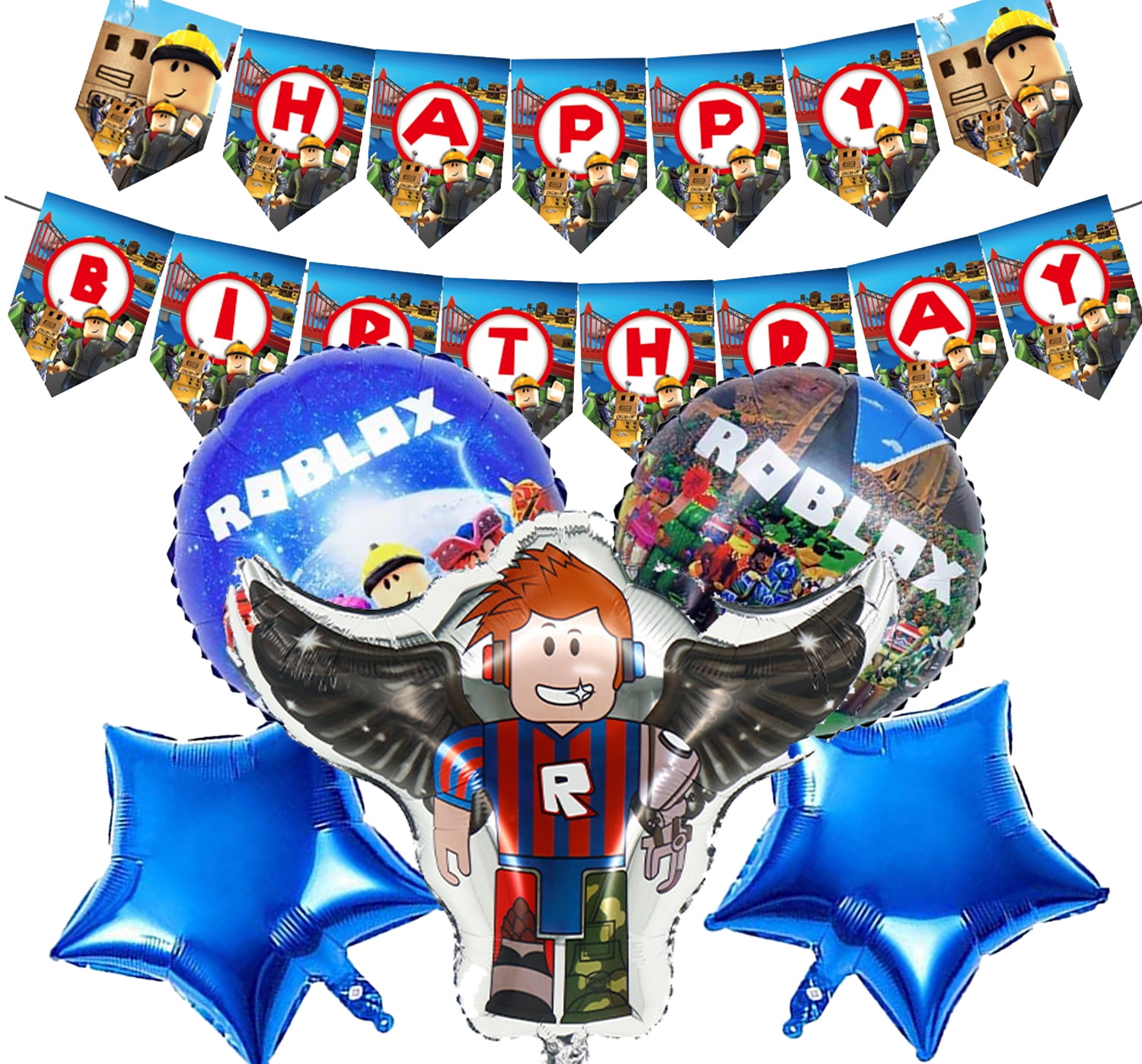 7 PCS Pixel Roblox Balloons Pixel Style Gamer Party Supplies Balloon ...