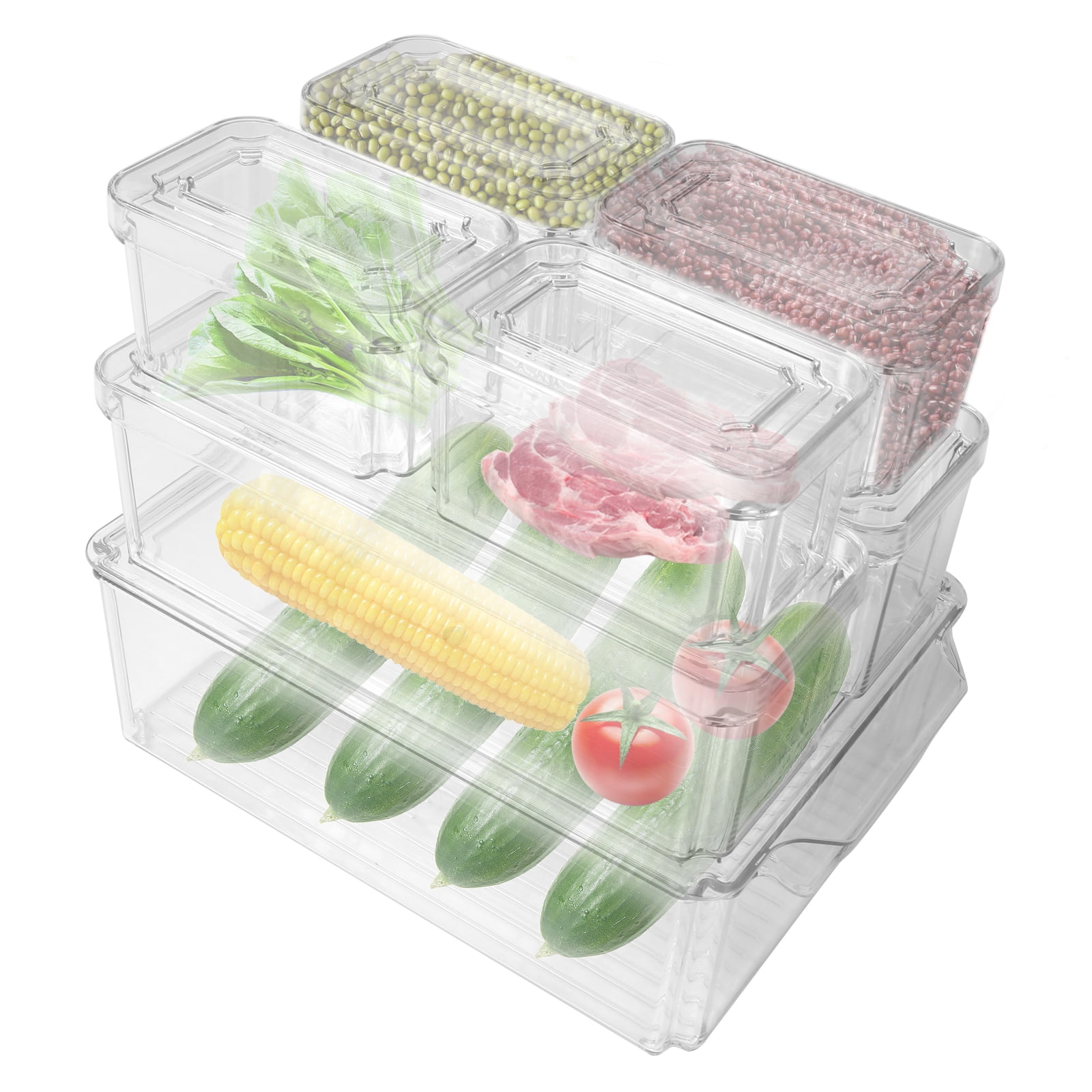 7-Piece Kitchen Freezer Organization Sets: Stackable Refrigerator ...