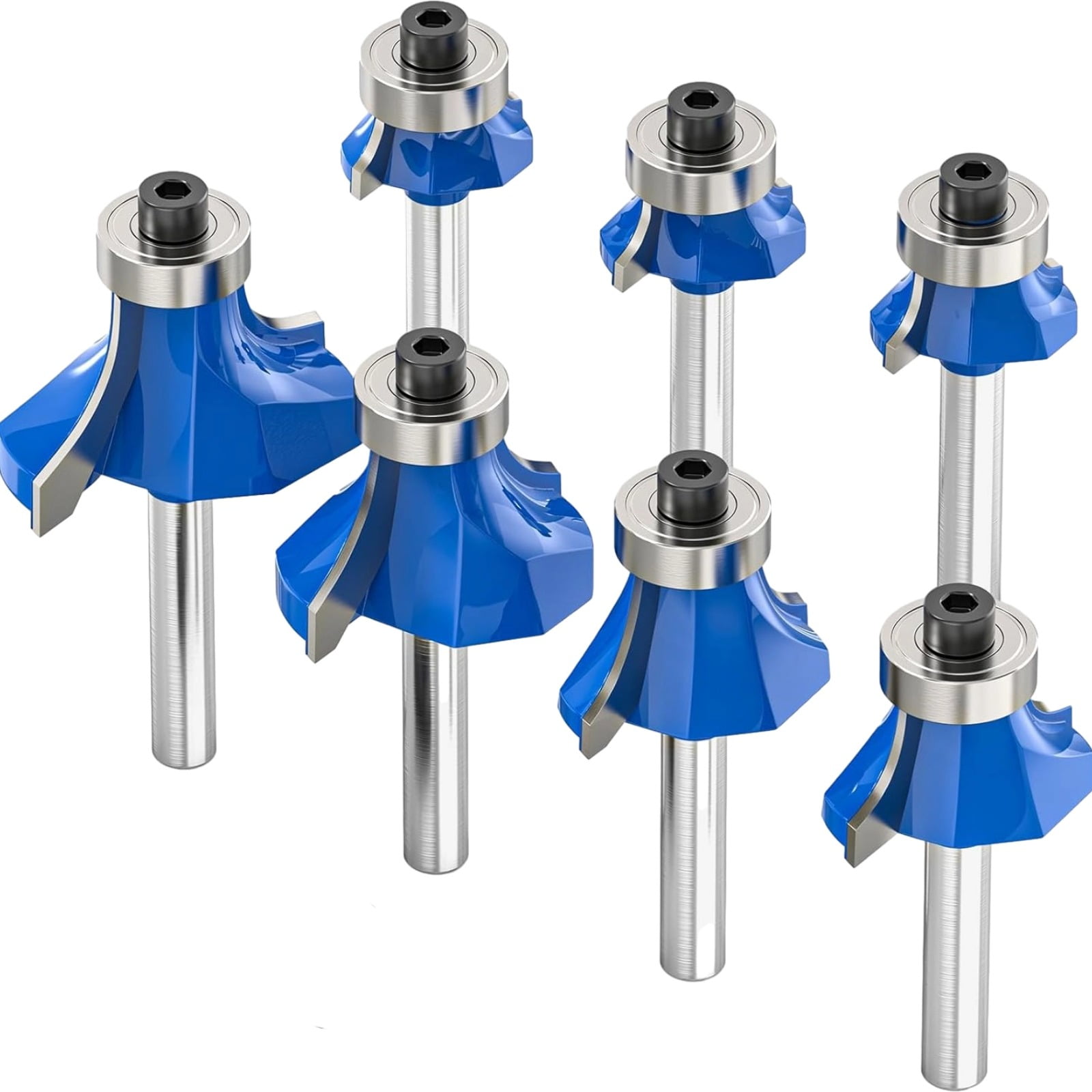 7 PCS Roundover Router Bit Set, 45 Degrees Chamfer Wood Router Bit with ...