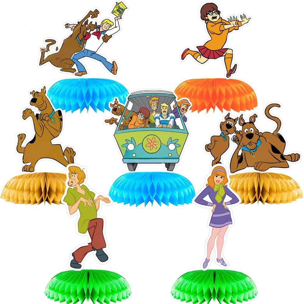 7 PCS Scooby Party Supplies, Honeycomb Centerpieces 3D Double Side ...
