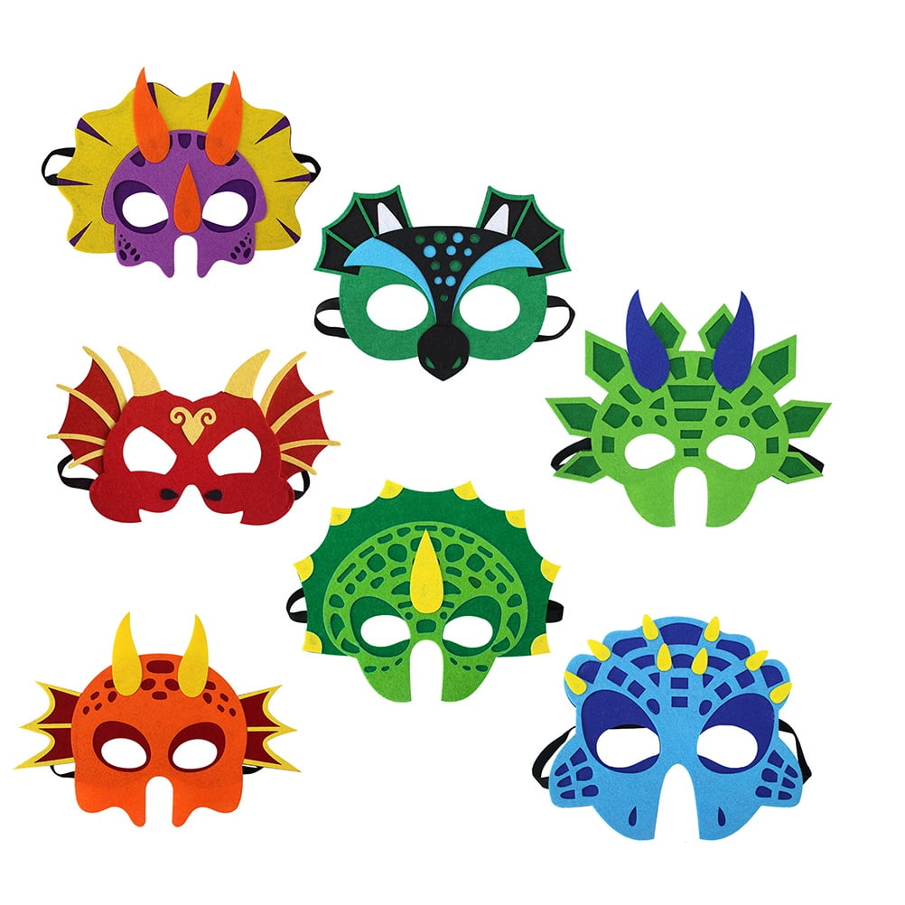 7 PCS The Mask Party Dinosaur Mask Dinosaur Masks Party Favors Felt ...