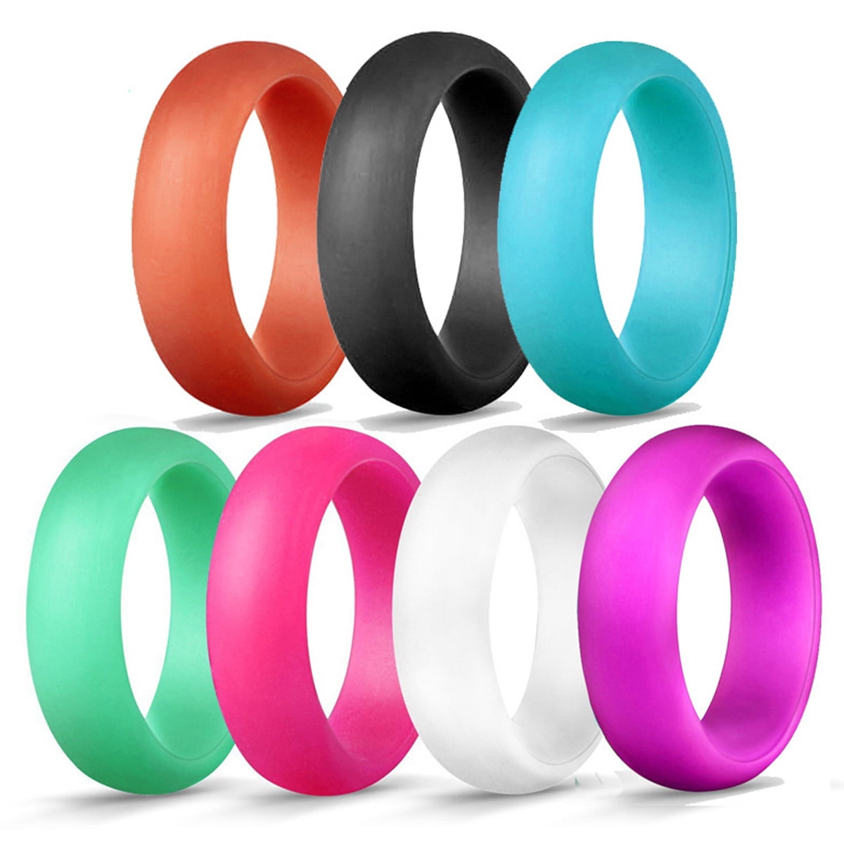 7 PCS Women's Silicone Wedding Ring - Rubber Wedding Band - 5.7mm Wide ...