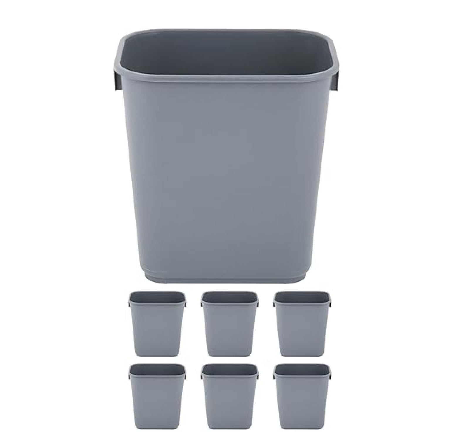7 Pack! 10 Gallon Gray Rectangular Wastebasket Restaurant Trash can ...