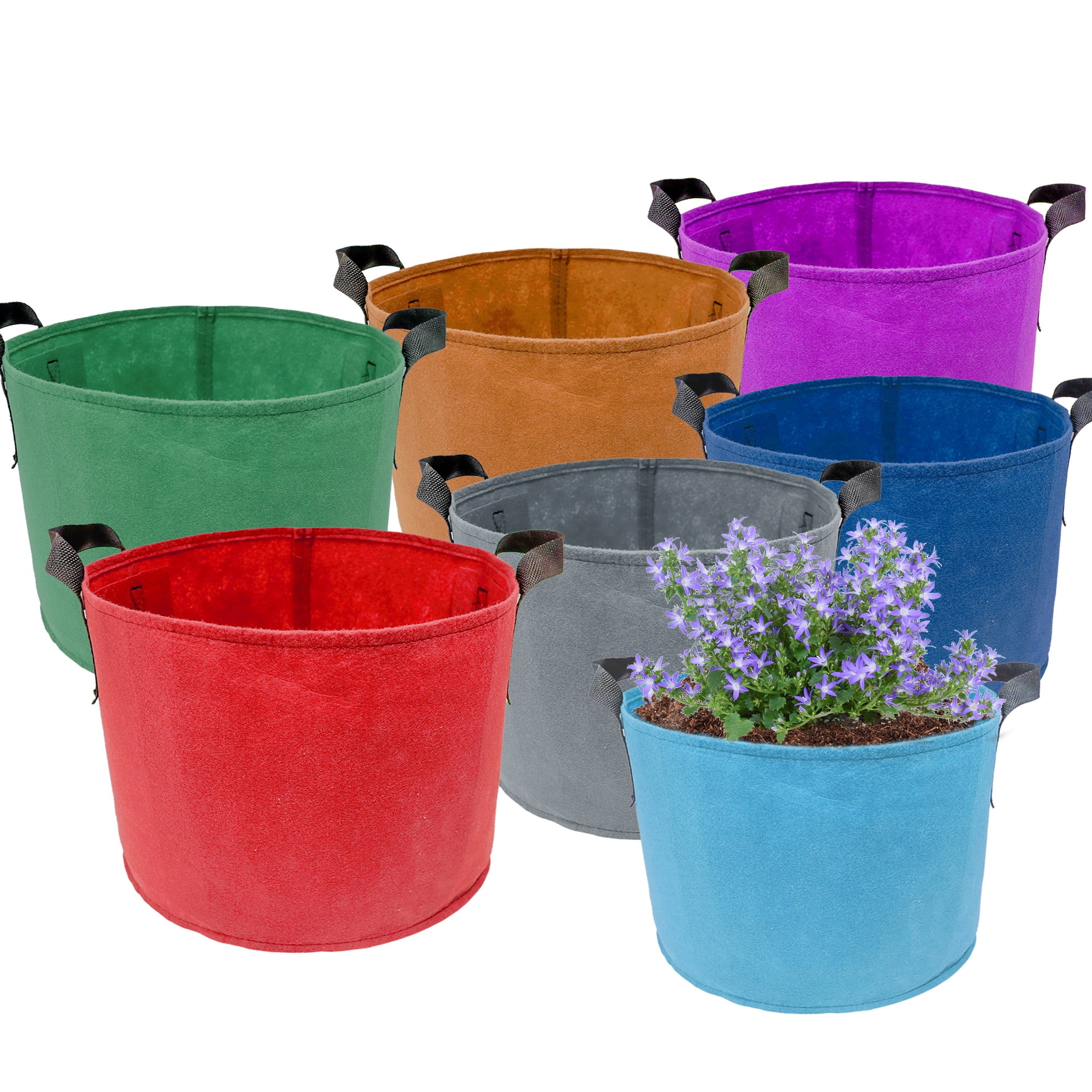 7 Pack 10 Gallon Plant Grow Bags - Mixed 7 Colors with Reinforced ...