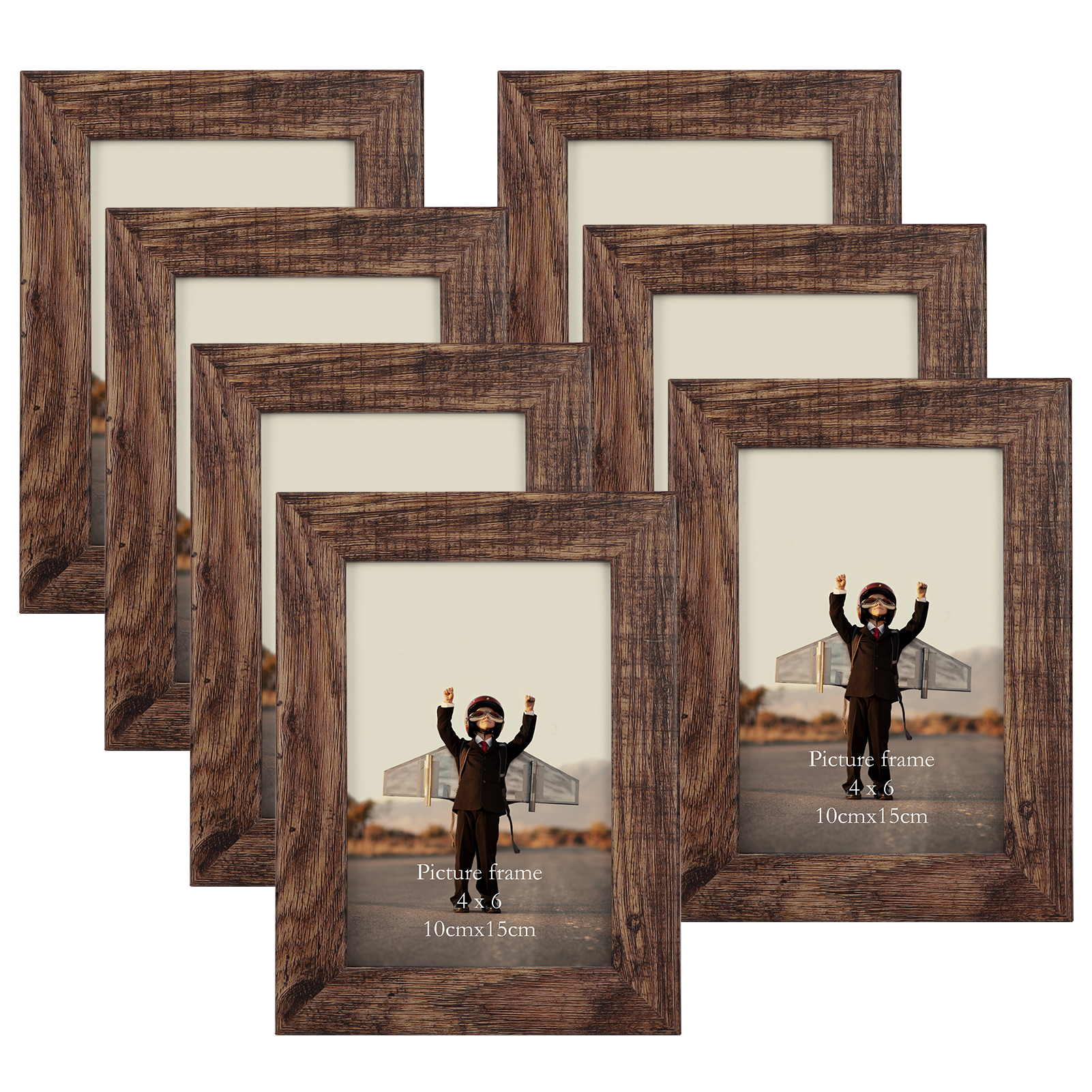 Rustic 4x6 Collage Photo Frame - Distressed PVC, Real Glass - Wall ...