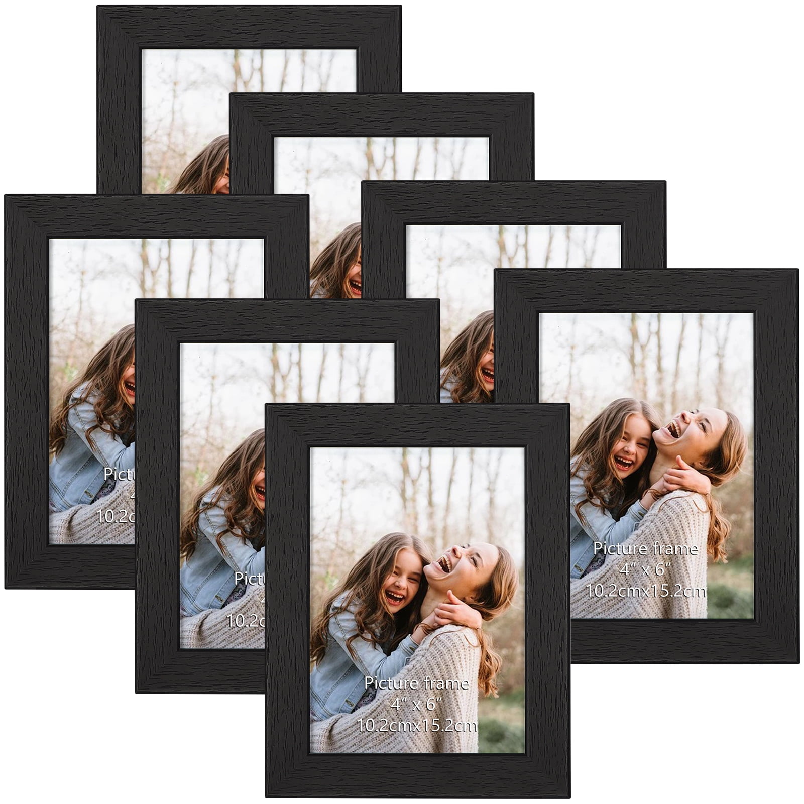 Gallery Set of 7 Black 4x6 Picture Frames for Wall and Tabletop ...