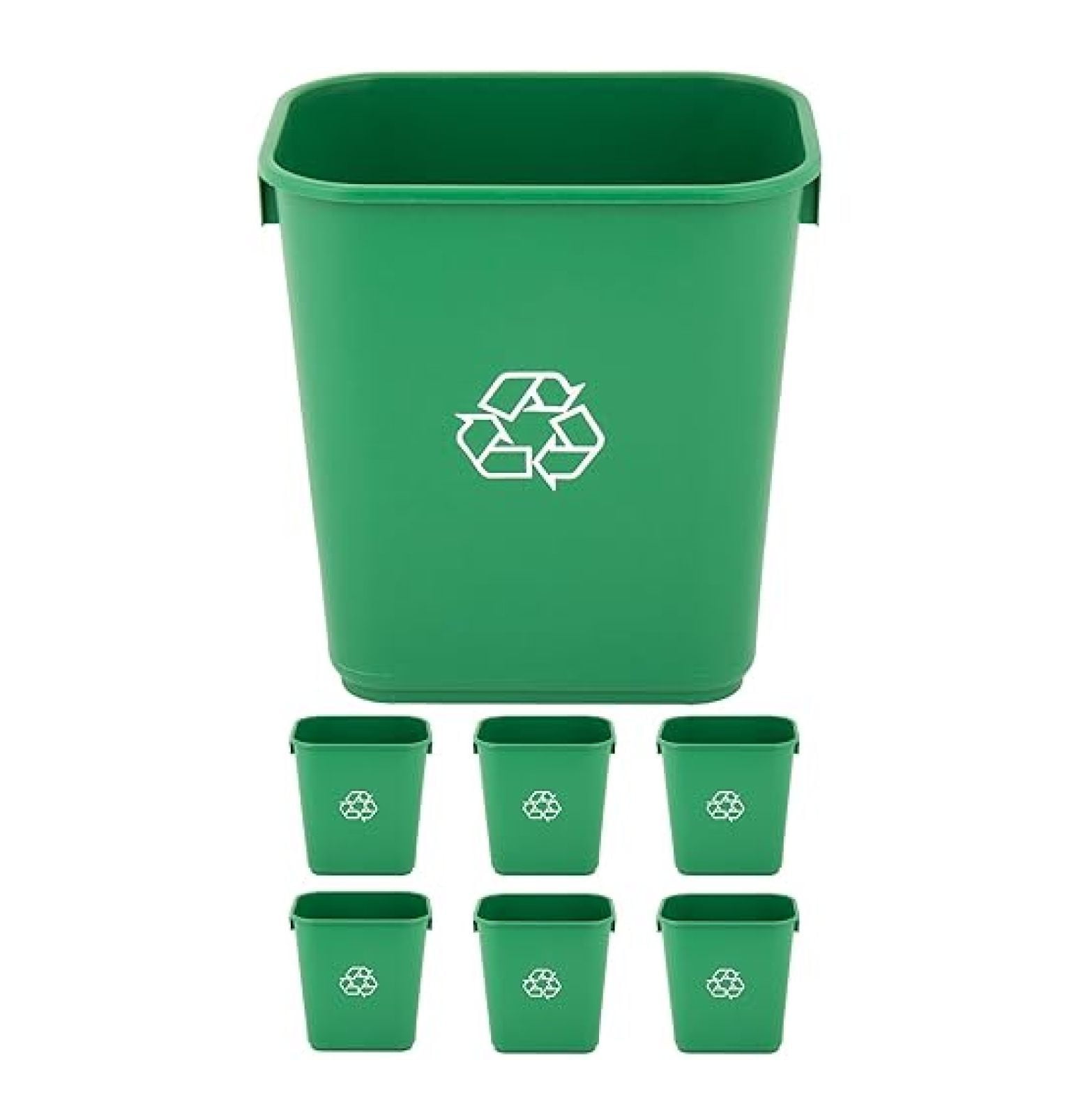 7 Pack! 7 Gallon Green Rectangular Wastebasket Restaurant Trash can ...