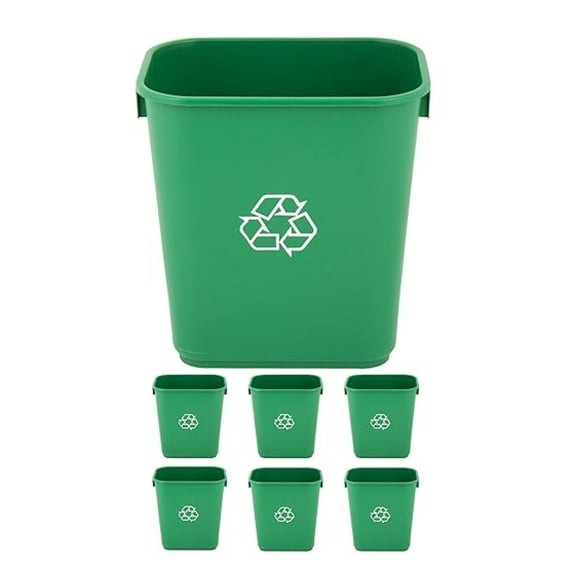 7 Pack! 7 Gallon Green Rectangular Wastebasket Restaurant Trash can ...