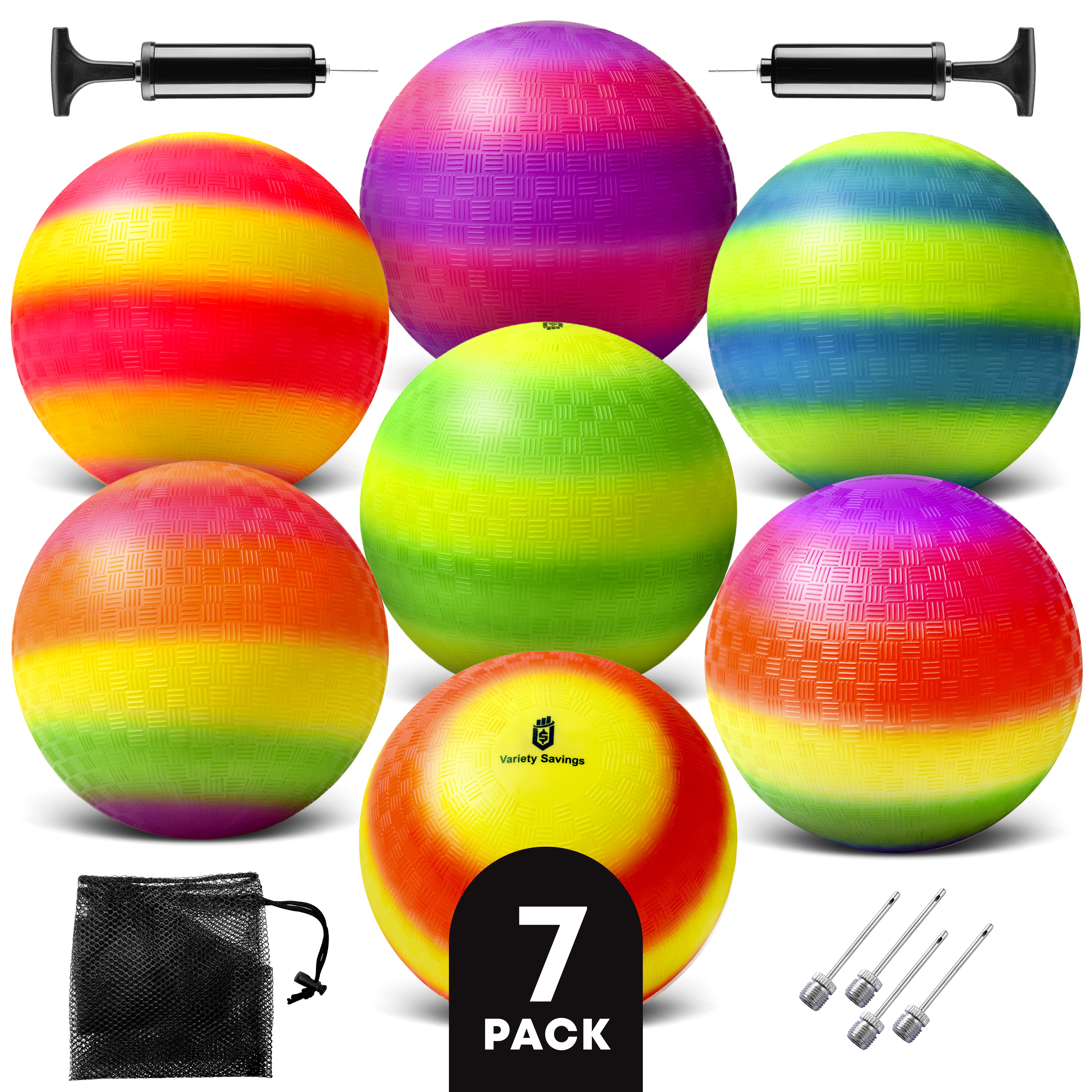 7 Pack 8.5 Inch Rainbow Playground Balls ? Bouncy Balls for Kids ...