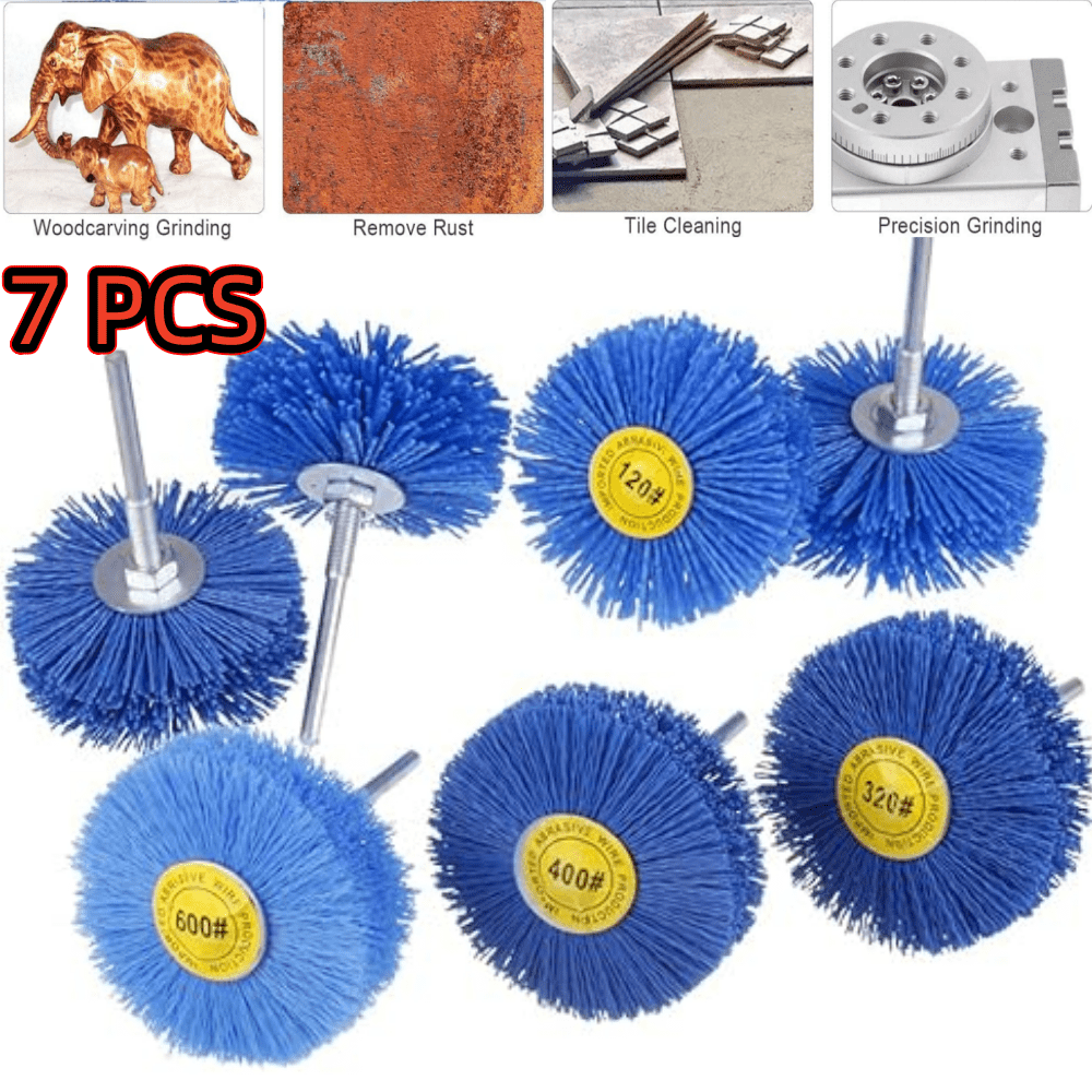 7 Pack Abrasive Nylon Wheel Brush for Drill with 1/4" Shank, (80 120 ...
