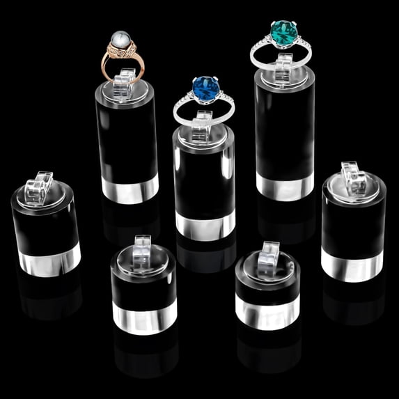 7 Pack Acrylic Ring Display Holder Clear Cylinder Jewelry Stand for ...