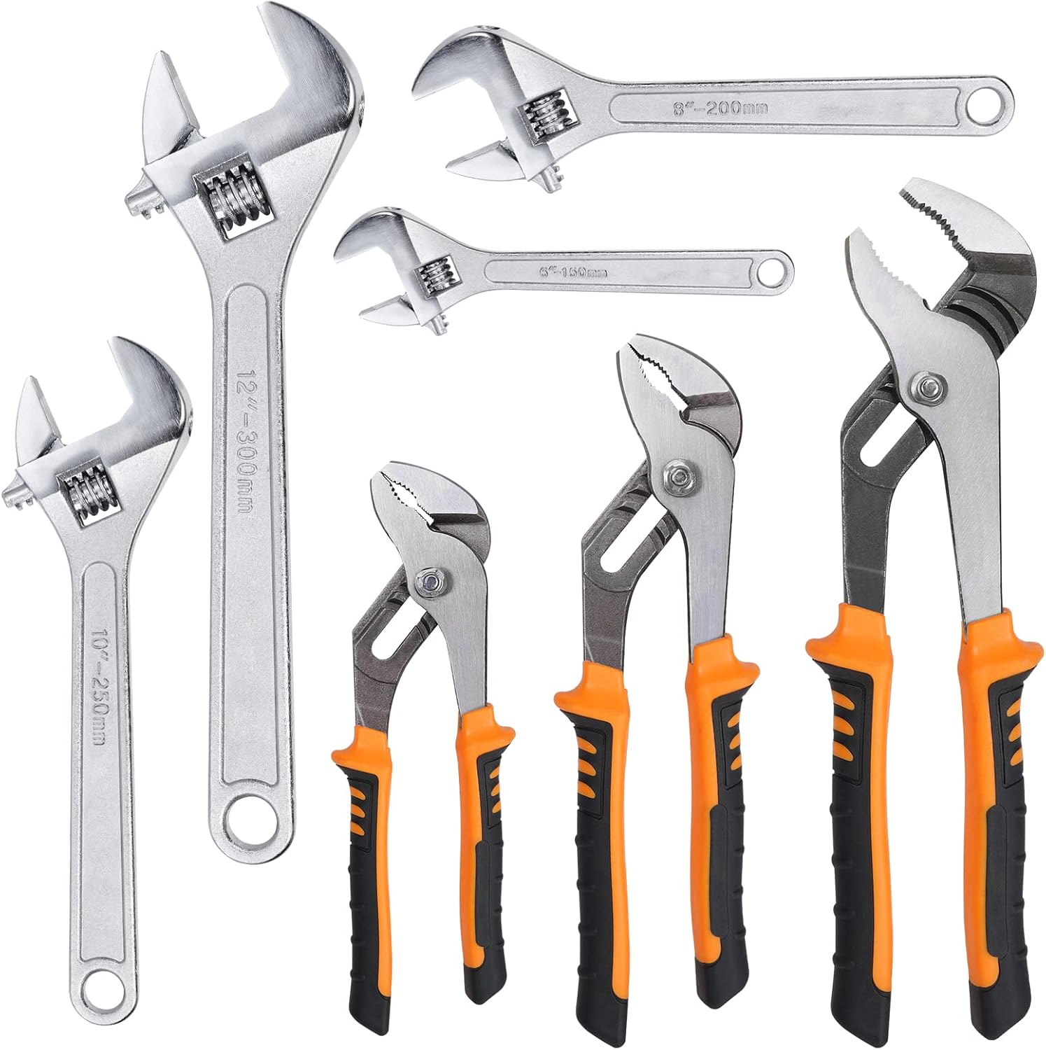 7-Pack Adjustable Wrench & Joint Pliers,Tongue and Groove Plier Set ...