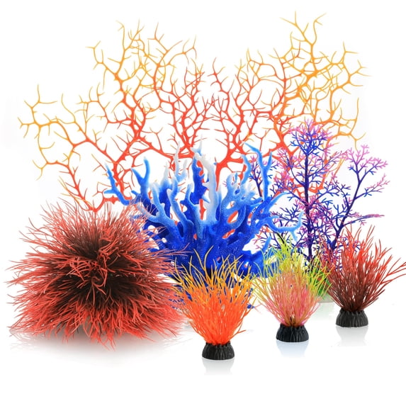 7 Pack Aquarium Plants, Artificial Coral Ornament for Fish Tank ...