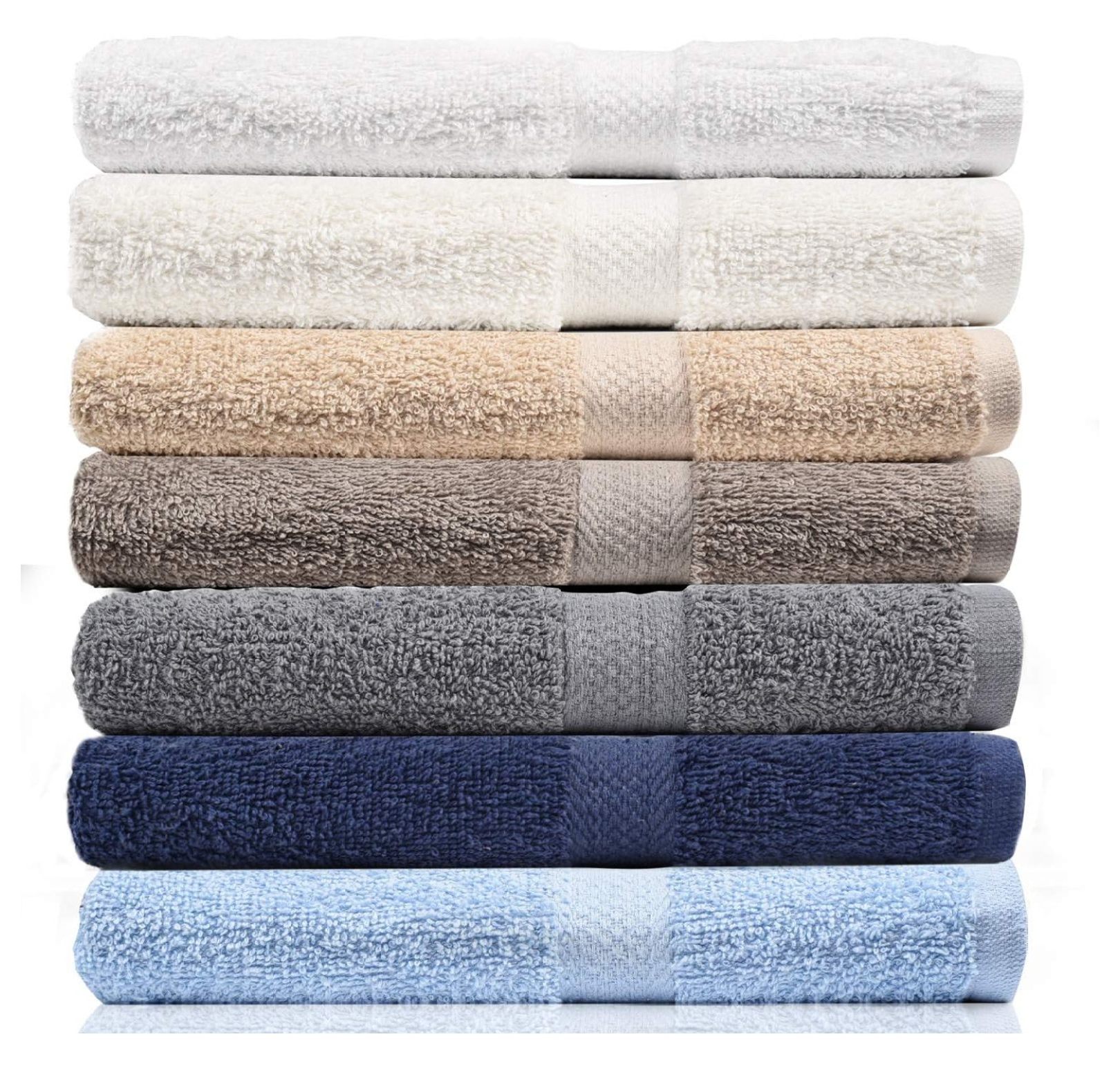 7-Pack Bath Towels - Extra-Absorbent - 100% Cotton - 27" x 52 ...