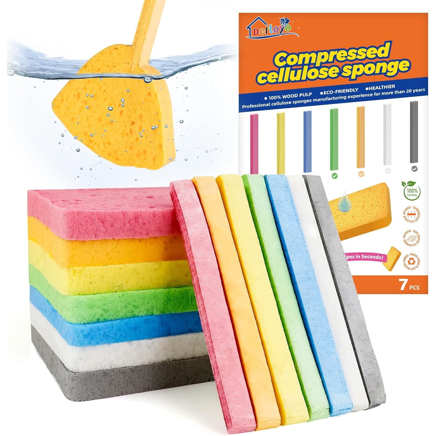 7 Pack Biodegradable Cellulose Pop Up Sponges | Compostable Kitchen ...