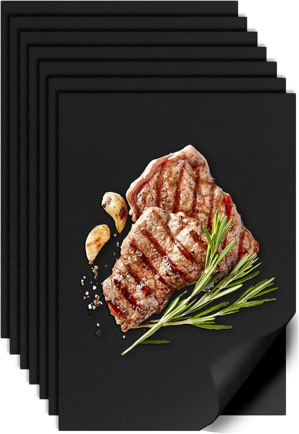 " 7 Pack Black Grill Mats for Outdoor Grill, Heavy Duty BBQ Grilling ...