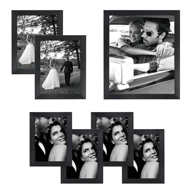 Walmart 7 Pack Black Picture Frames Set, Four 4x6, Two 5x7, One 8x10 ...