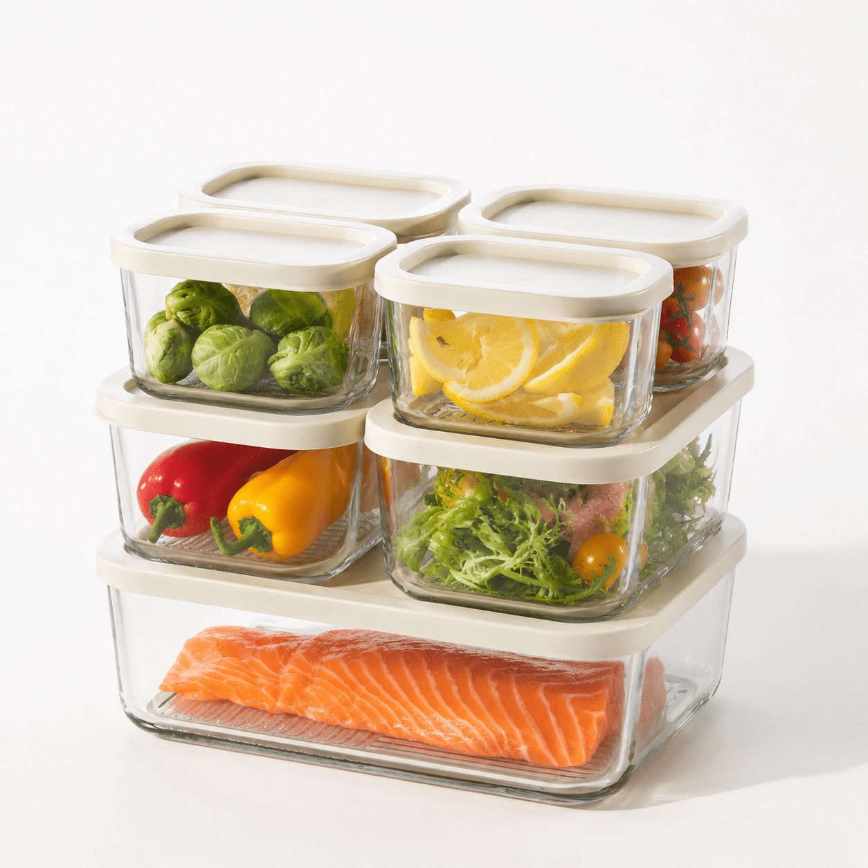 7 Pack Borosilicate Glass Food Storage Containers with Lids, Stackable ...