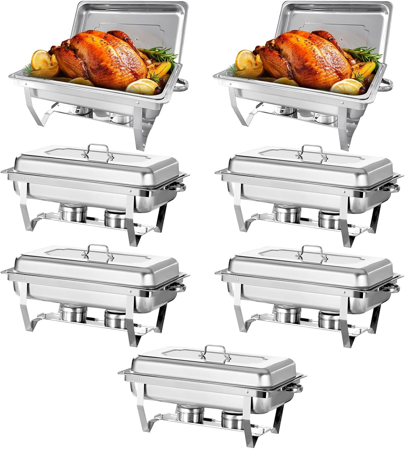 7 Pack Chafing Dishes for Buffet, 8 Quart Full Size Stainless Steel Chafing Dish Buffet Set ...
