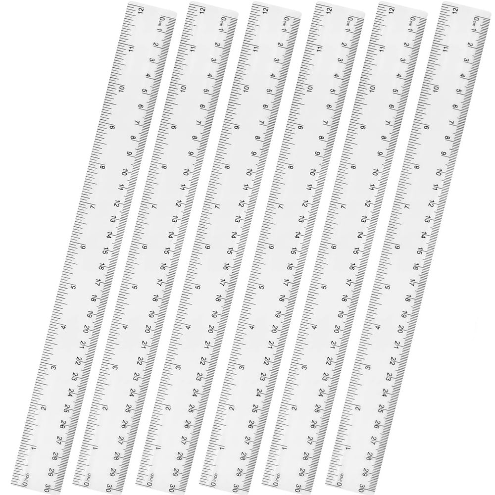 7 Pack Clear Plastic Rulers,12 inch Shatterproof Straight Ruler ...