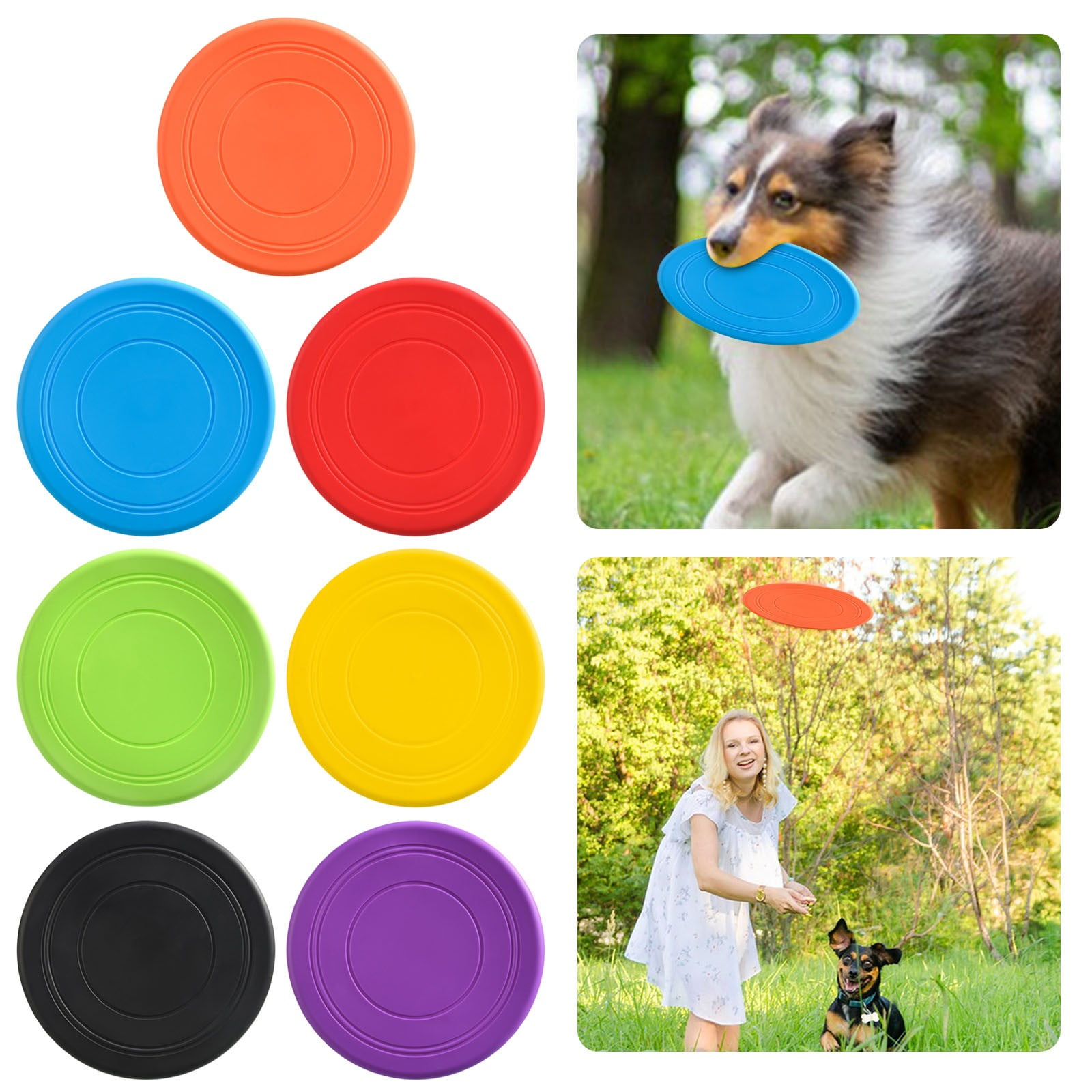 7 Pack Dog Flying Disc Puppy Flyer Toy Soft Dog Floating Saucer ...