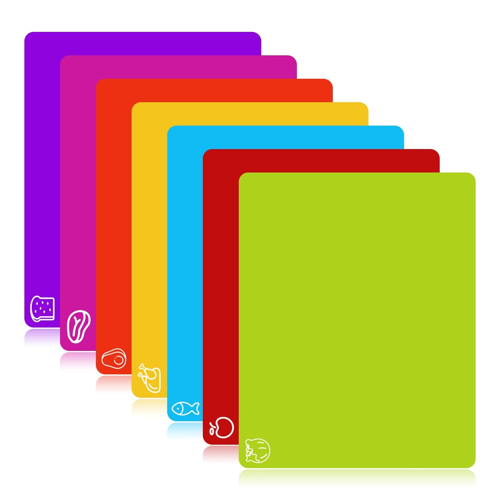 7 Pack Flexible Cutting Boards Set, BPA Free Plastic Chopping Mats for ...