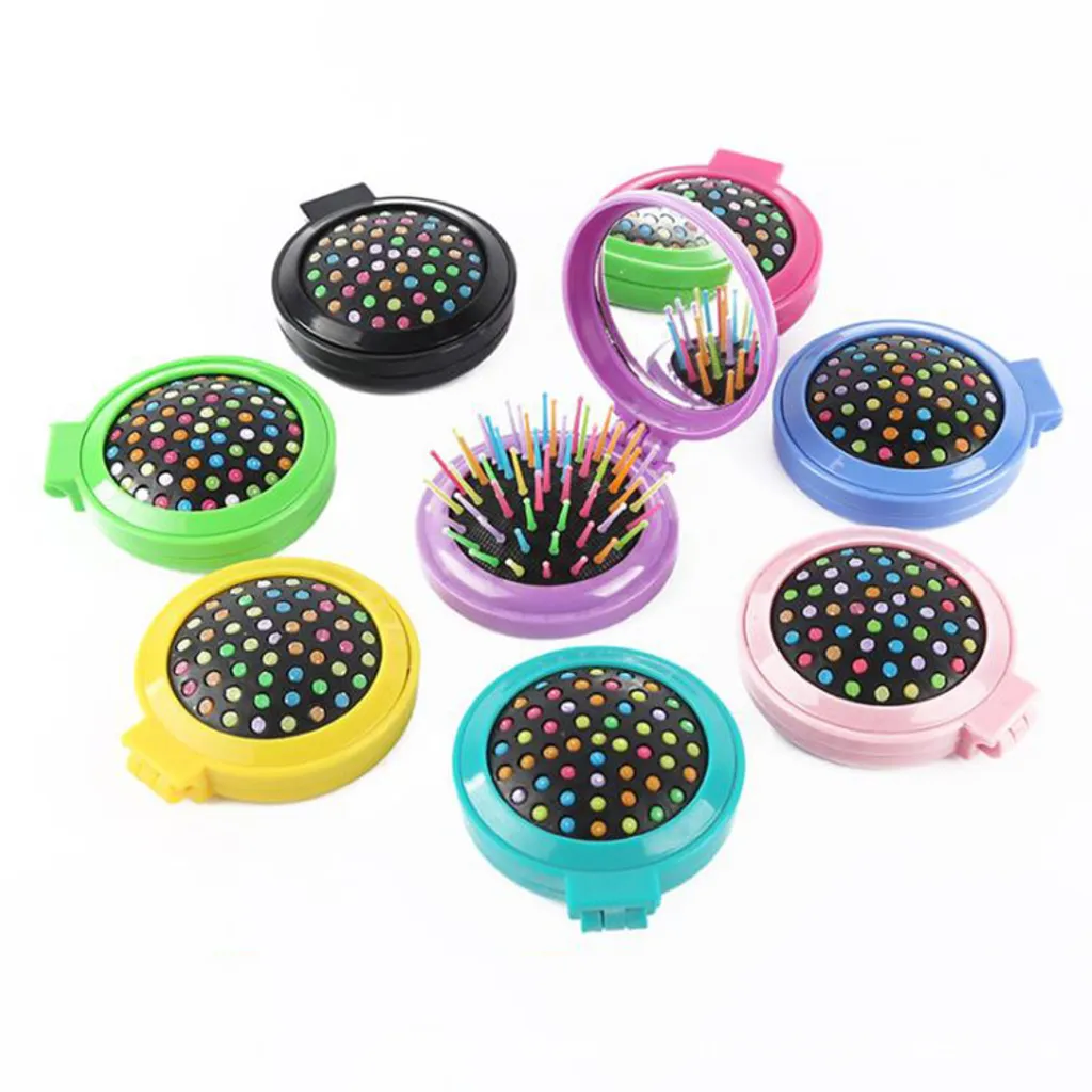 7 Pack Foldable Hair Brushes with Travel Mirror Portable Hair Brush ...