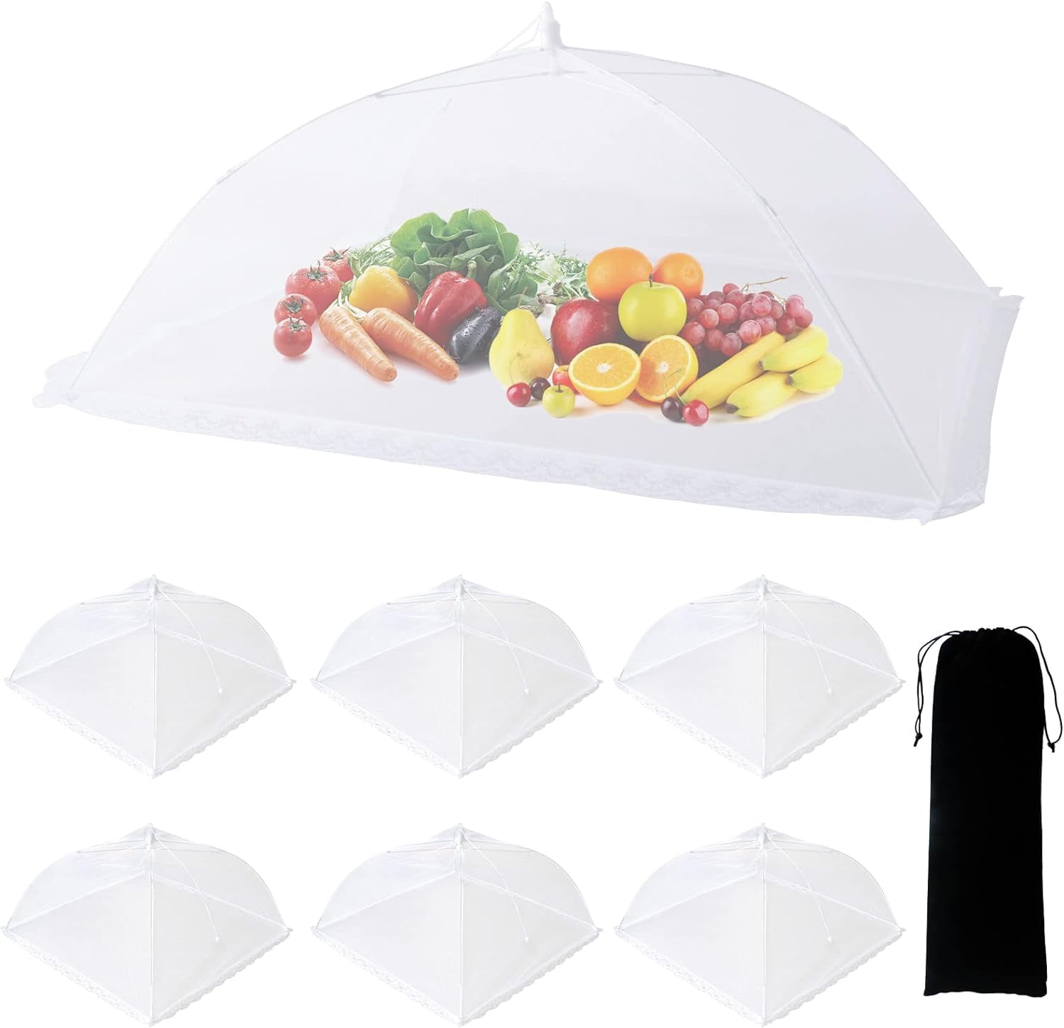 7 Pack Food Tents Food Covers for Outdoors Mesh Screen Include 1 Extra Large (40"X 24") & 6 ...