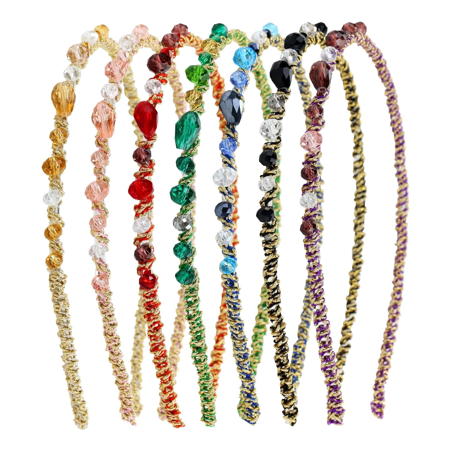 7 Pack Glitter Sparkly Fancy Delicate Rhinestone Crystal Metal Headbands Wire Hair Bands Clasps ...