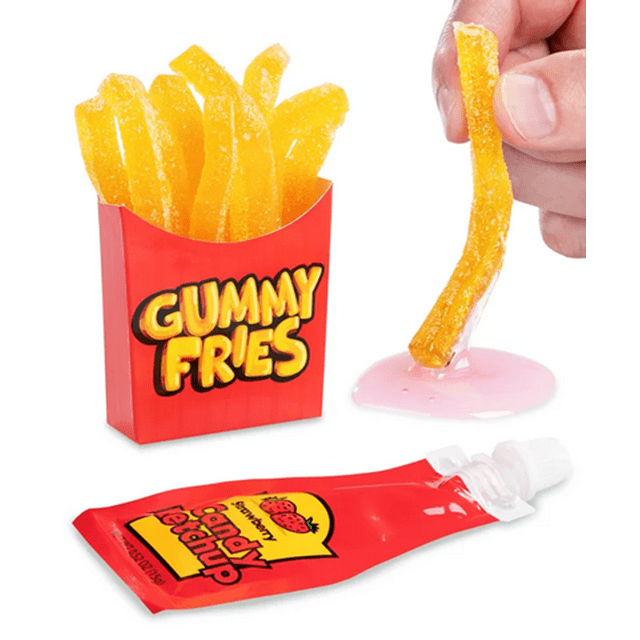 7 Pack- Gummy Fries and Ketchup A gummy twist on the classic fast food ...