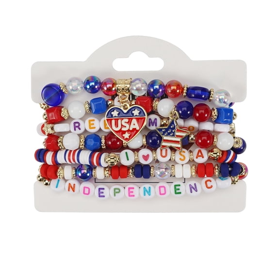 7-Pack Independence Day Patriotic Adjustable Woven Bracelets,250th ...