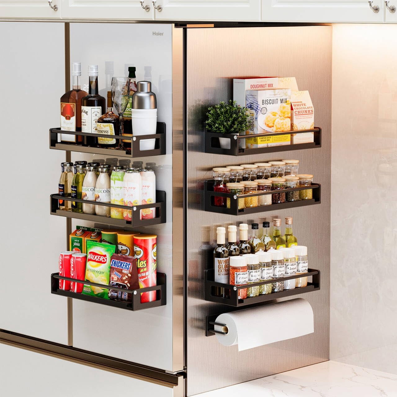 7 Pack Magnetic Spice Storage Rack Organizer for Refrigerator and Oven ...