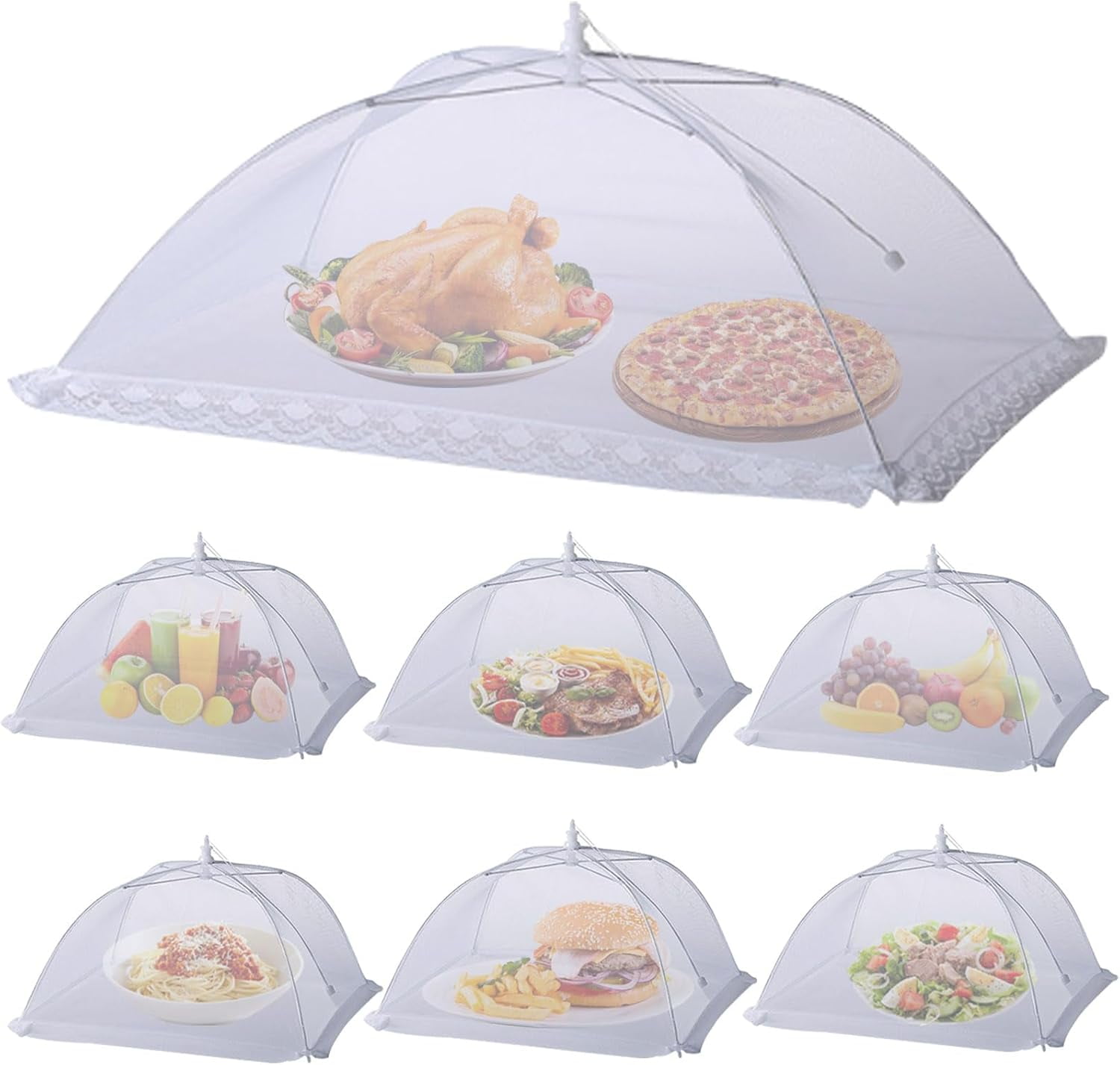 7 Pack Mesh Food Net Food Covers for Outdoors, Food Tents Screen Outside, Large Food Covers ...