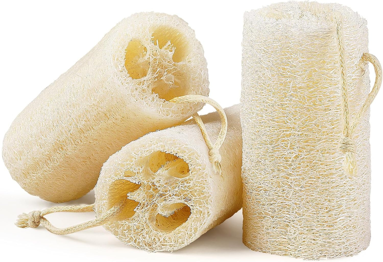 7 Pack Natural Sponge, 100% Plant-Based Biodegradable Bath Exfoliator ...