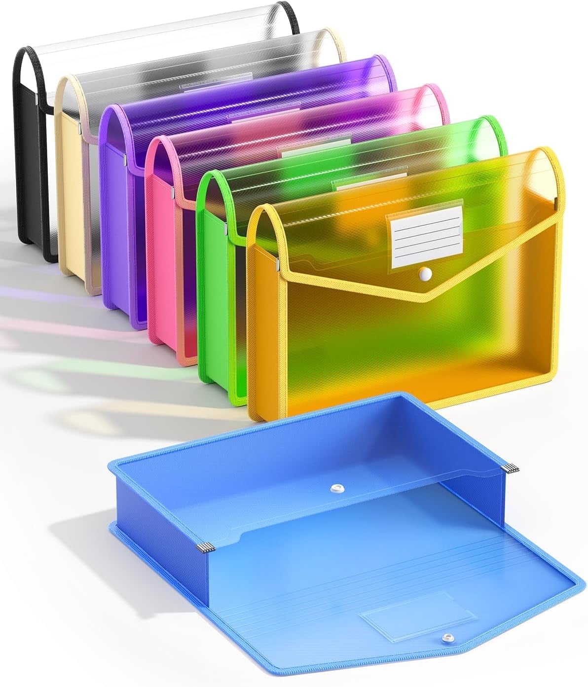 7 Pack Plastic Expanding File Folder Transparent envelopes with Snap ...