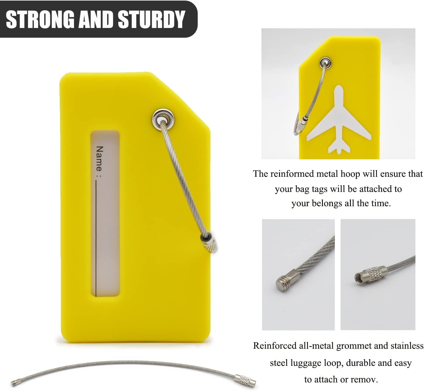 7 Pack Silicone Luggage Tag Baggage Handbag Travel Suitcase Tags with ...