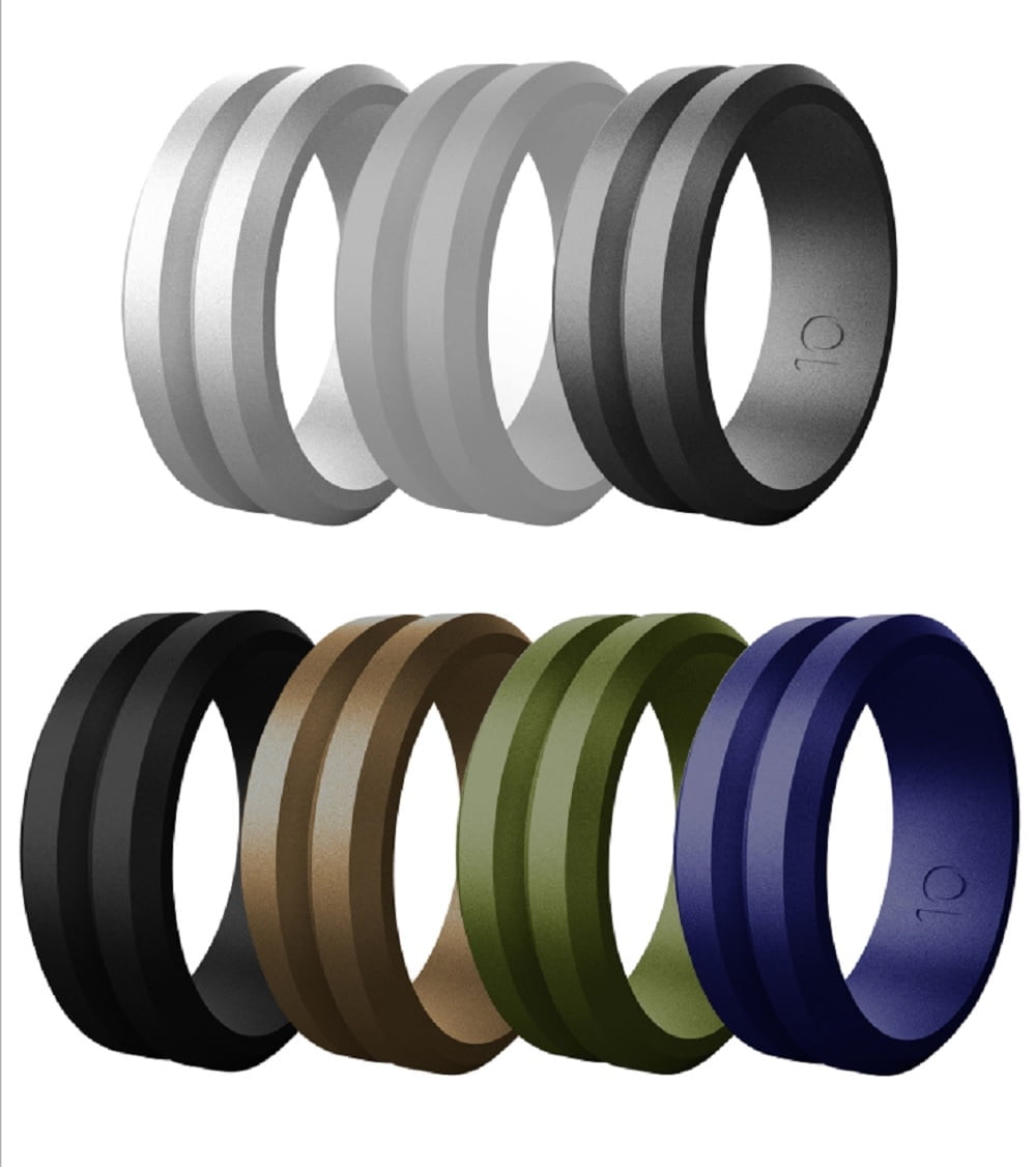 7-Pack Silicone Wedding Rings – Unisex Rubber Bands for Active ...