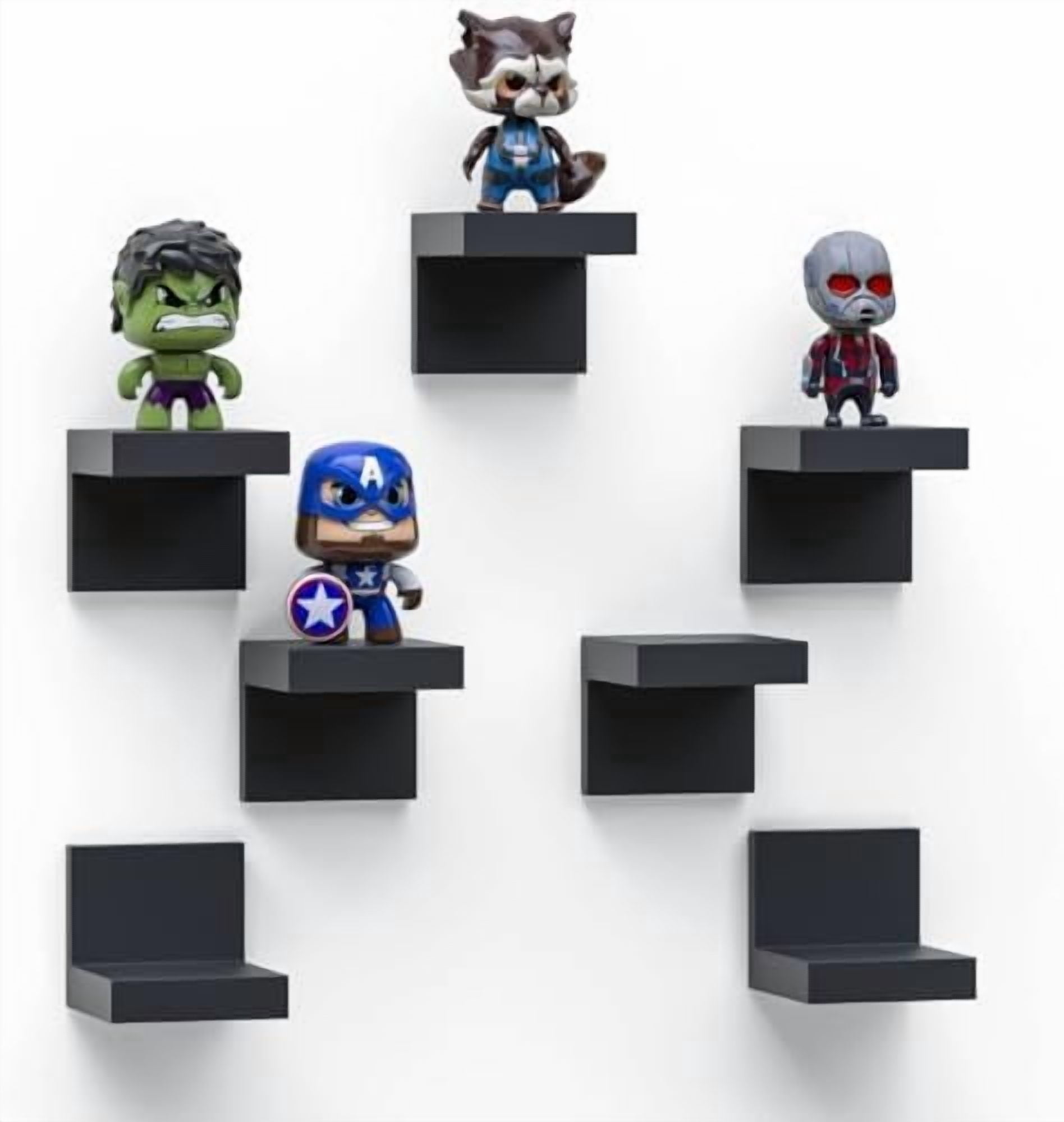 7-Pack Small Floating Shelves for Wall by RicherHouse, Plastic Black ...