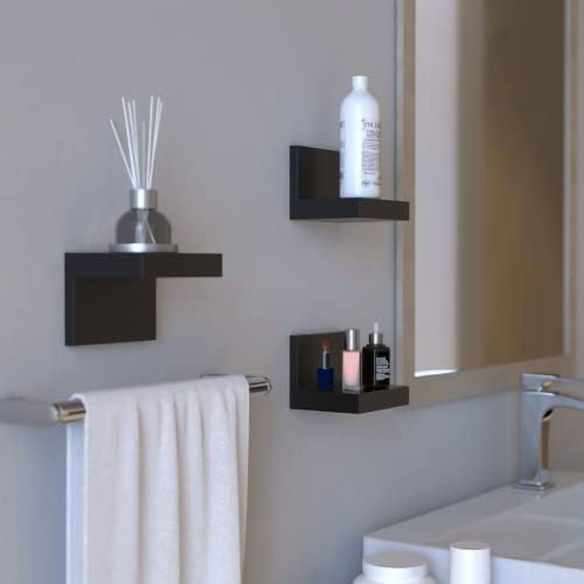 7-Pack Small Floating Shelves for Wall by RicherHouse, Plastic Black ...