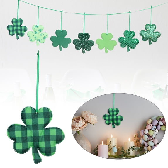 7 Pack St. Patrick's Day Shamrocks Ornaments, 3D Large Felt Green ...