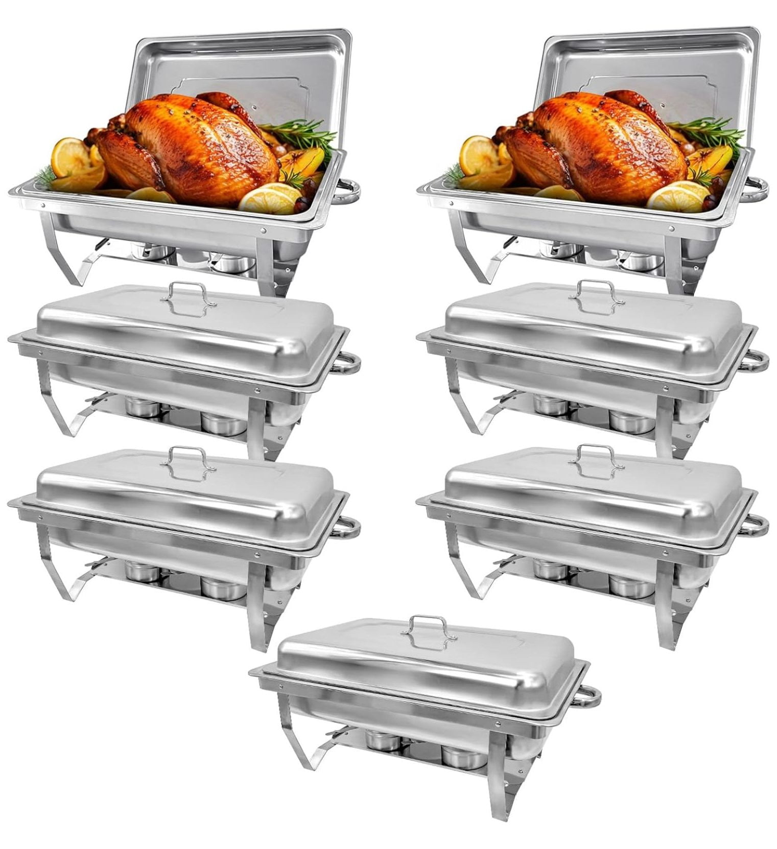 7 Pack Stainless Steel Chafing Dishes 8 Quart Full Size Chafing Dish ...