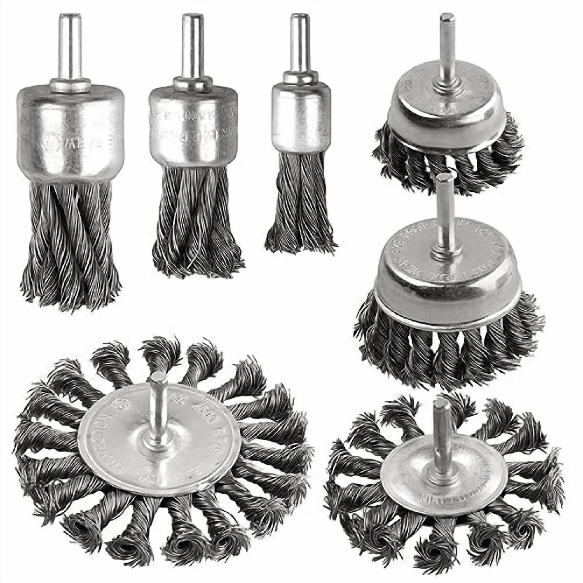 7 Pack Twist Knot Wire Wheel Brush Crimped Cup Wire Wheels Brush Set ...