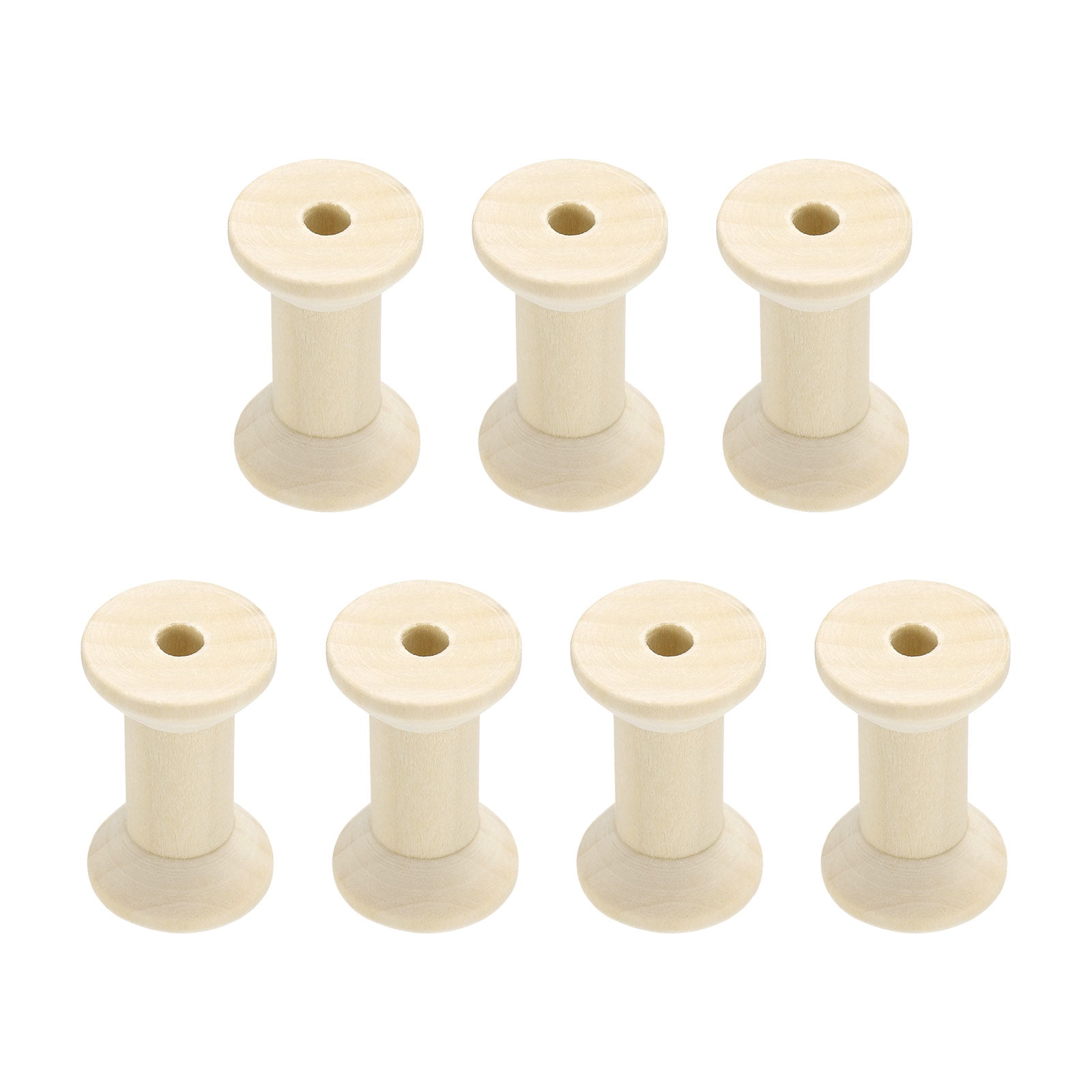 7 Pack Wooden Bobbins, 1.18" x 1.89"(WxH) Unfinished Wooden Spools Wire ...
