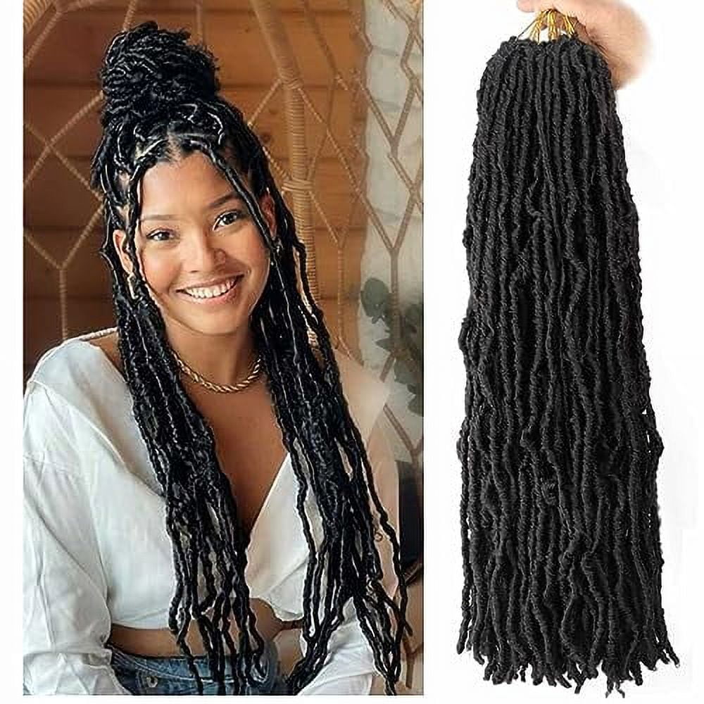 7 Packs Crochet Faux Locs Hair 24 Inch Curly Wavy Goddess Locs Braids For Natural Butterfly Soft