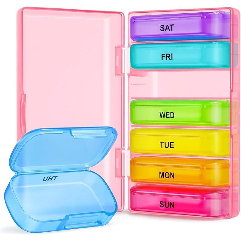7 Packs Extra Large Pill Organizer, Portable Pill Box 7 Day for Pocket ...