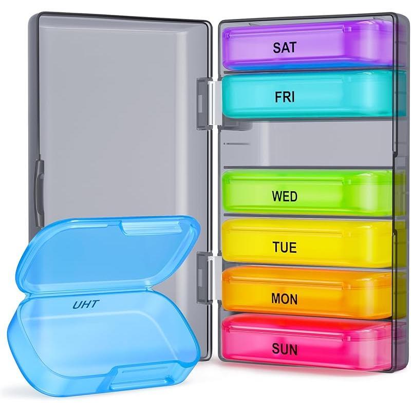 7 Packs Extra Large Pill Organizer, Portable Pill Box 7 Day for Pocket ...