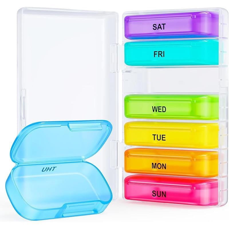 7 Packs Extra Large Pill Organizer, Portable Pill Box 7 Day for Pocket ...