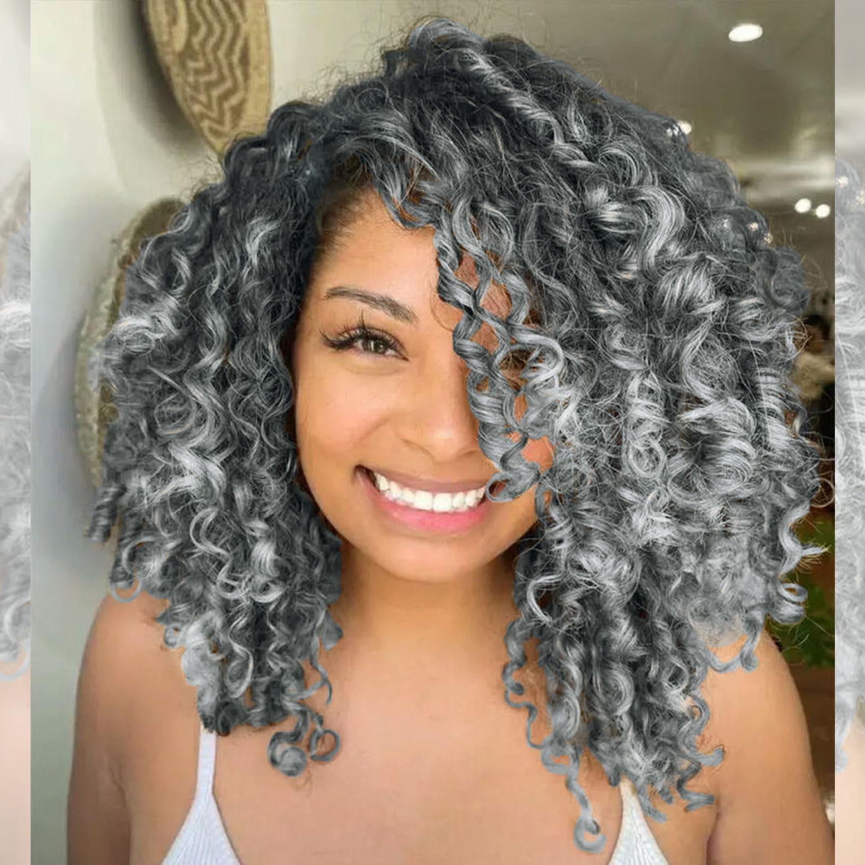 7 Packs Gogo Curl Grey Crochet Hair for 10 Inch Pre-Twisted Curly ...