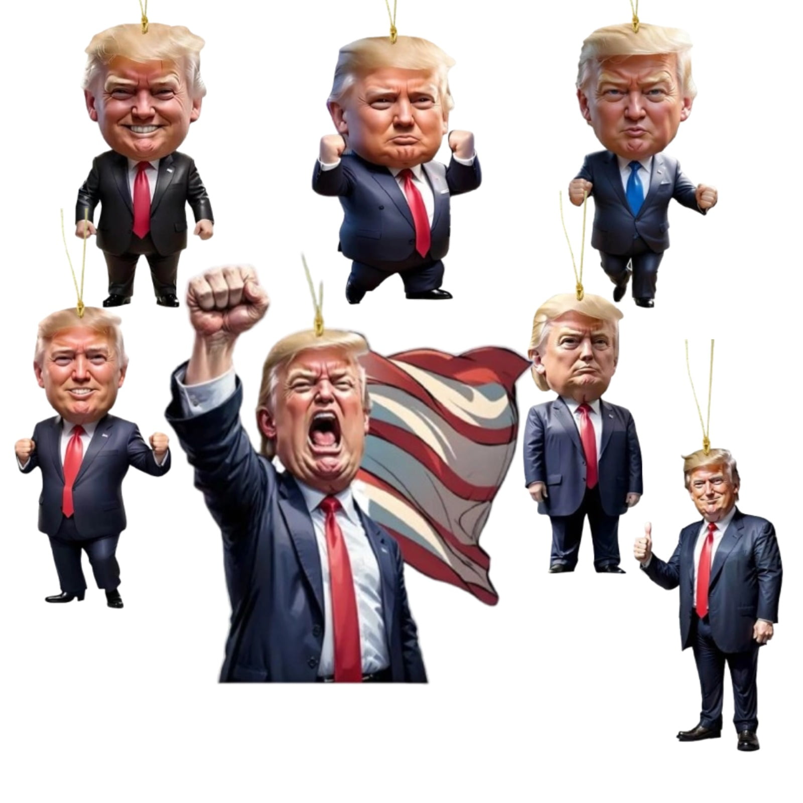 7 Packs Trump Christmas Ornaments 2024 Donald Trump Ornament Kits Funny ...
