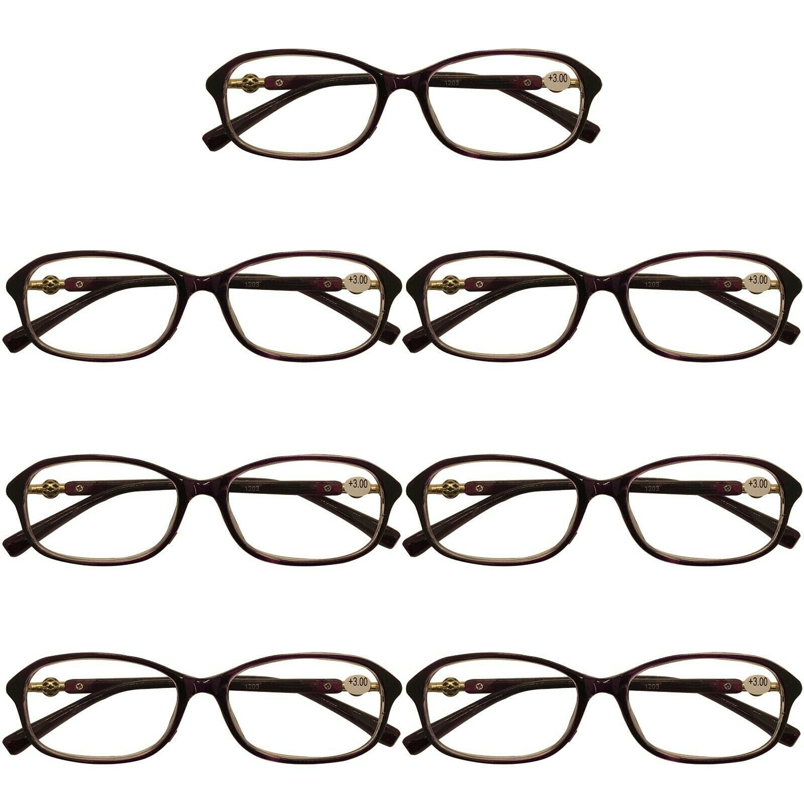 7 Packs Womens Oval Frame Reading Glasses Lightweight Classic Style ...